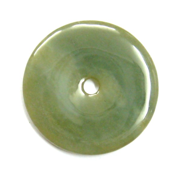 Chinese Green Jade Pi Disc Pendant of Wealth